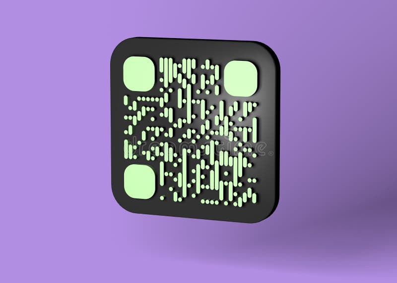Code Qr Vert Et Noir Sur Fond Purpul Rendu 3d Illustration Stock ...