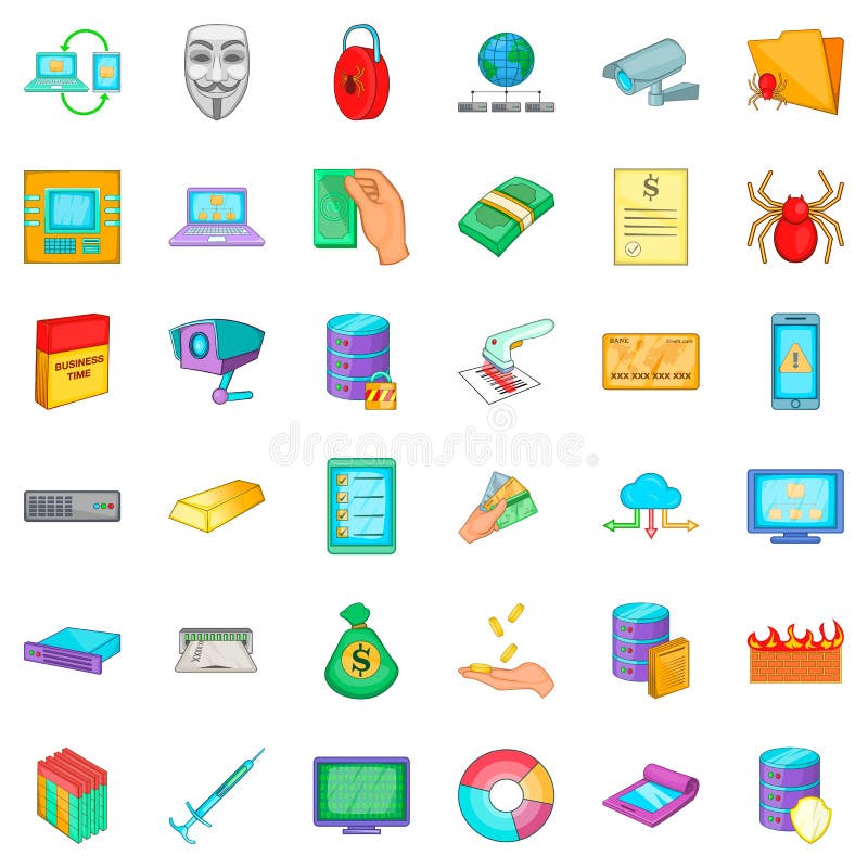 Code Reader Icons Set, Cartoon Style Stock Vector - Illustration of ...