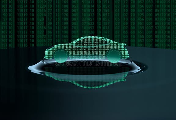 Code Reflection a Matrix Code Representation of a Car Reflected Stock ...