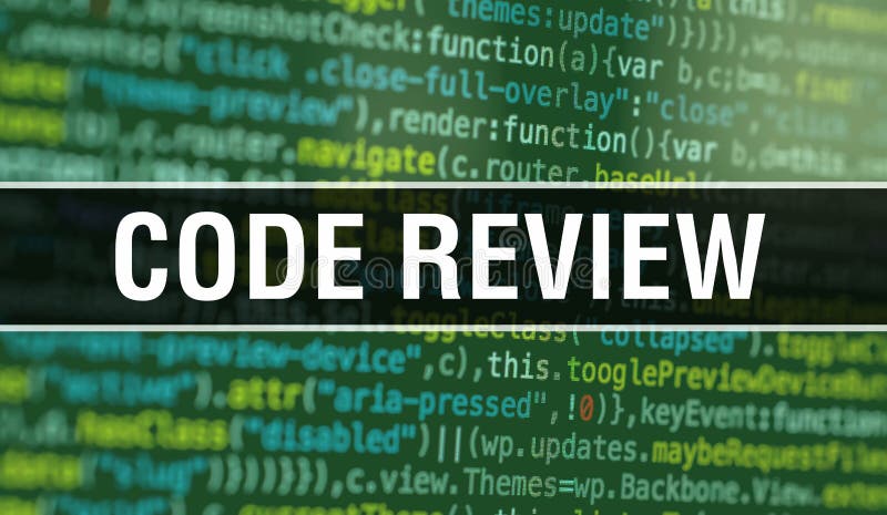 CODE REVIEW with Abstract Technology Binary Code Background.Digital ...