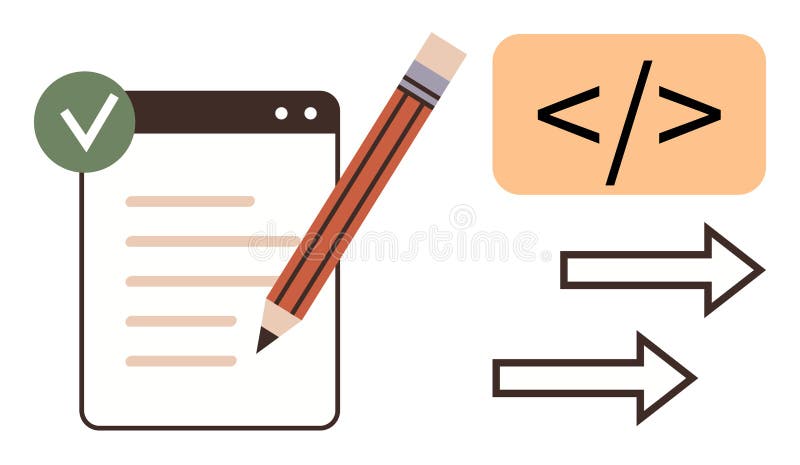 Code Review and Documentation Process with Web Interface and Collaboration Stock Illustration ...