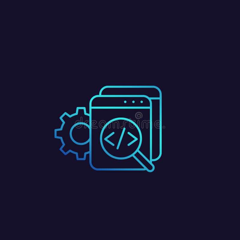 Code Review, Software, Apps Development Line Icon Stock Vector - Illustration of code, line ...