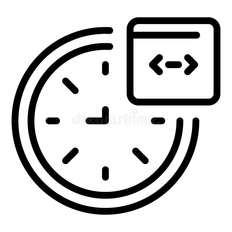 Code on Round Clock Icon, Outline Style Stock Vector - Illustration of ...