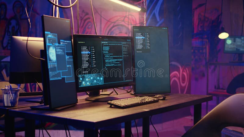 Code Running on PC in Underground Base Stock Footage - Video of digital, technology: 298993220