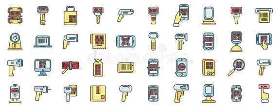 Code Scanning Icons Set Vector Color Line Stock Illustration ...