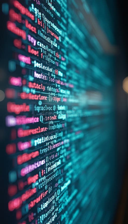 Code on Screen with Colorful Highlights in Data Center Stock Photo - Image of development ...