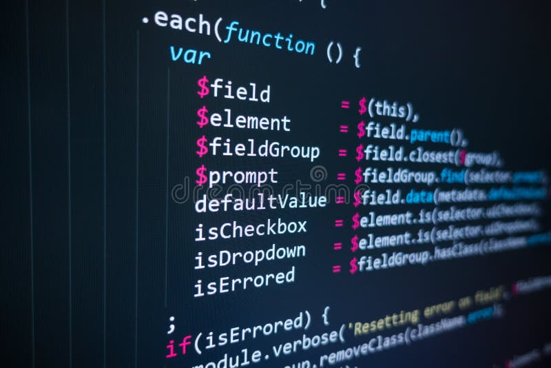 Code on screen stock image. Image of command, development - 149857123