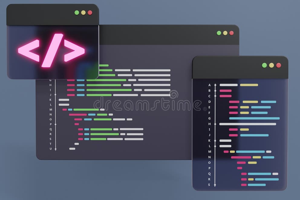 Code on the Screen on Web Page. Programming and Coding Concept Stock Illustration - Illustration ...