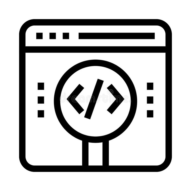 Code Search Vector Line Icon Stock Vector - Illustration of office ...