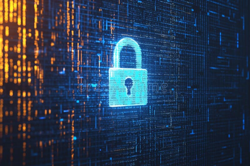 Code Security Padlock Symbol Accompanies Software Development Code on ... Code Security Padlock Symbol Accompanies Software Development Code on ...
