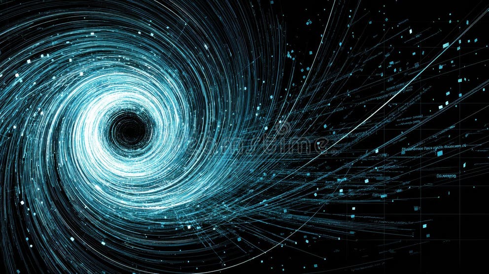 Code Strings Create a Spiral Vortex in an Abstract Programming Background Showcasing Digital ...