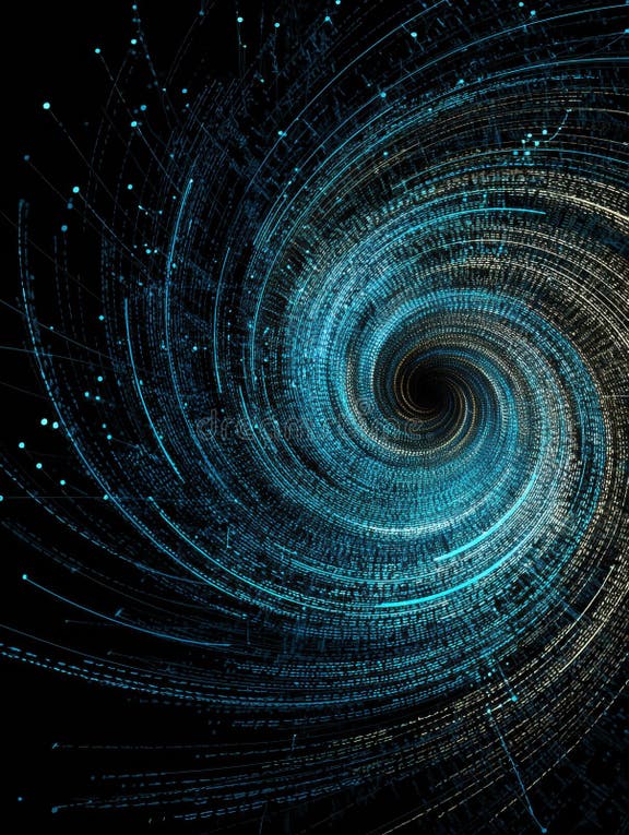 Code Strings Form an Intricate Spiral Vortex, Creating an Abstract ...