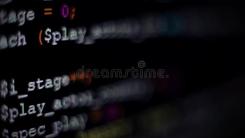 Code Symbols on the Computer Screen, Blur, Dynamic Focus. Programming ...