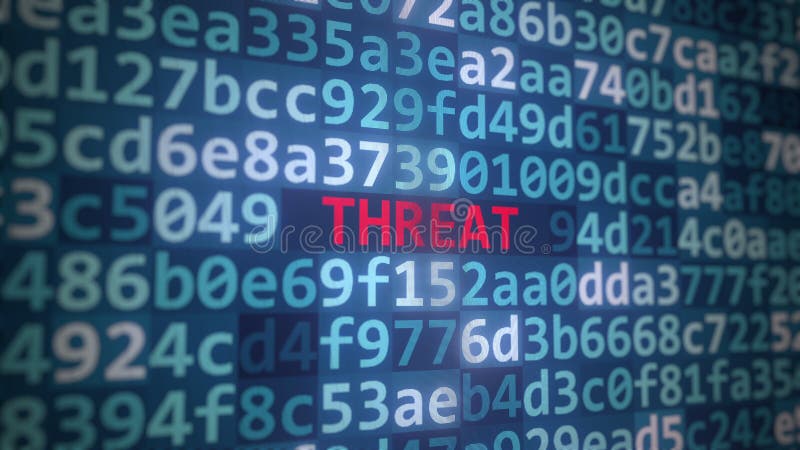 THREAT Text and Source Code on the Computer Monitor, 3D Rendering Stock Illustration ...