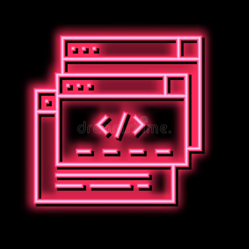 Code Windows Neon Glow Icon Illustration Stock Vector - Illustration of ...