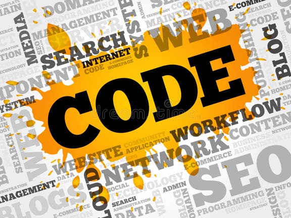 CODE word cloud stock illustration. Illustration of information - 199869877