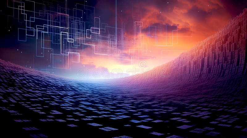 Code-Woven Dreamscape: Cryptic Language of a Futuristic World Stock ...