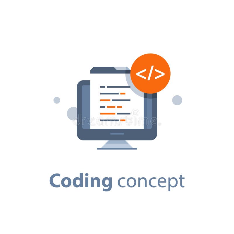 Code Writing Concept, Software Development, Vector Illustration Stock ...