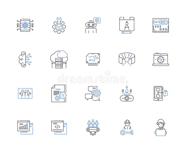Codebase Software Line Icons Collection. Repository, Version-control ...