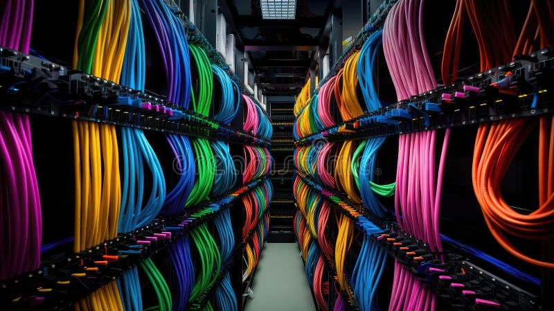 Coded data center cables stock illustration. Illustration of data ...