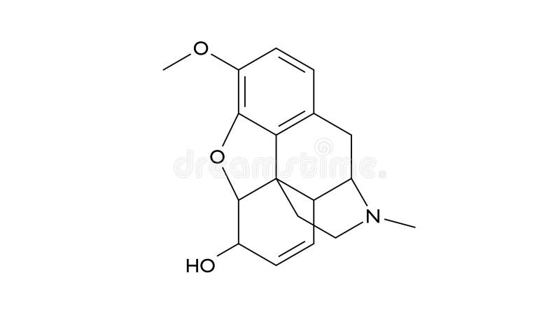 Codeine Molecule, Structural Chemical Formula, Ball-and-stick Model ...