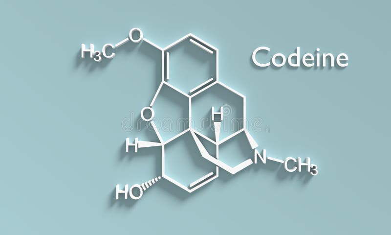 Codeine Pain and Cough Relief Drug Molecule. Skeletal Formula. 3D ...