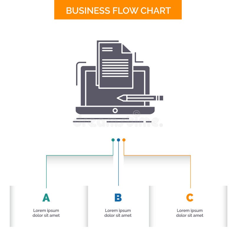Coder Coding Computer List Paper Business Flow Chart Design With 3 Steps Glyph Icon For