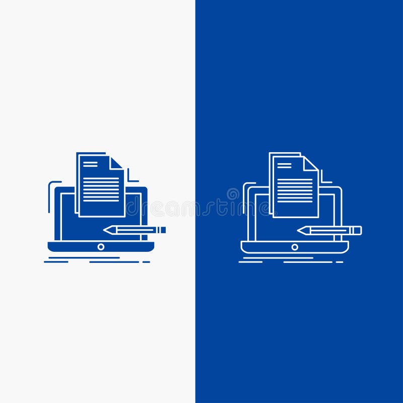 Coder Coding Computer List Paper Line And Glyph Web Button In Blue Color Vertical Banner For