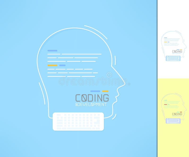 Coder And Developer Profile Programmer Silhouette Coding Development Concept Stock Vector