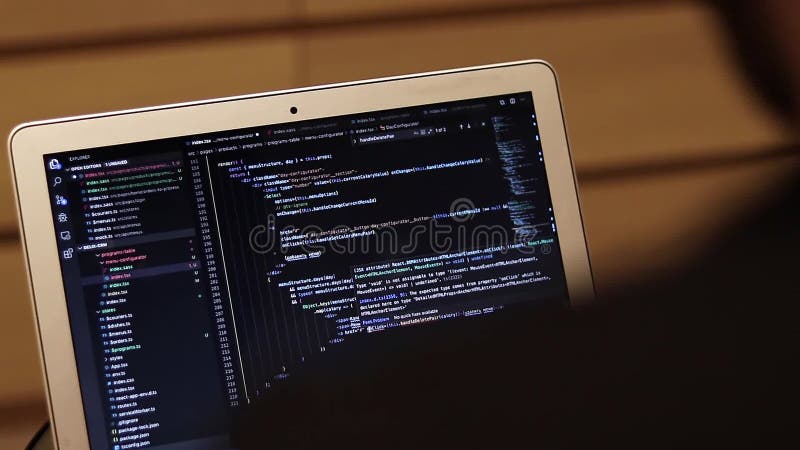Coder Developing Program on Laptop Close-up. Real Code on Computer Screen Stock Video - Video of ...