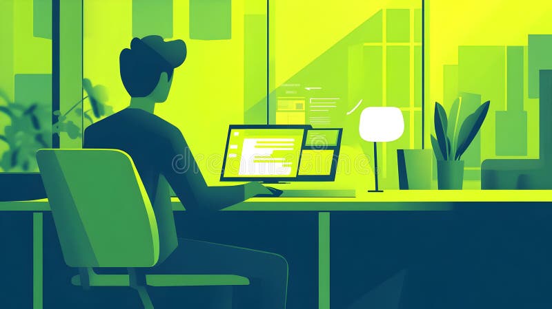 Coder Focused On Software Development Using Screen With Data Visualizations In A High Tech 6041