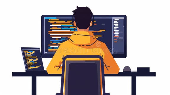 Coder, Programmer Education, Information Technology Concept. Puzzled ...