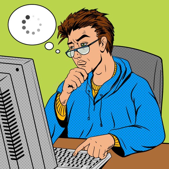 Coder Programmer at Work Comic Book Style Vector Stock Vector ...