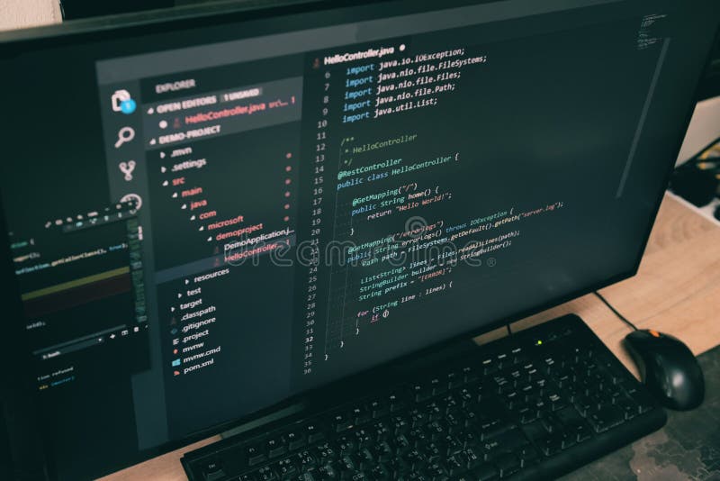 Coder Programmers Working In Office Programmer Analyst Writing Code Coding Program On Screen
