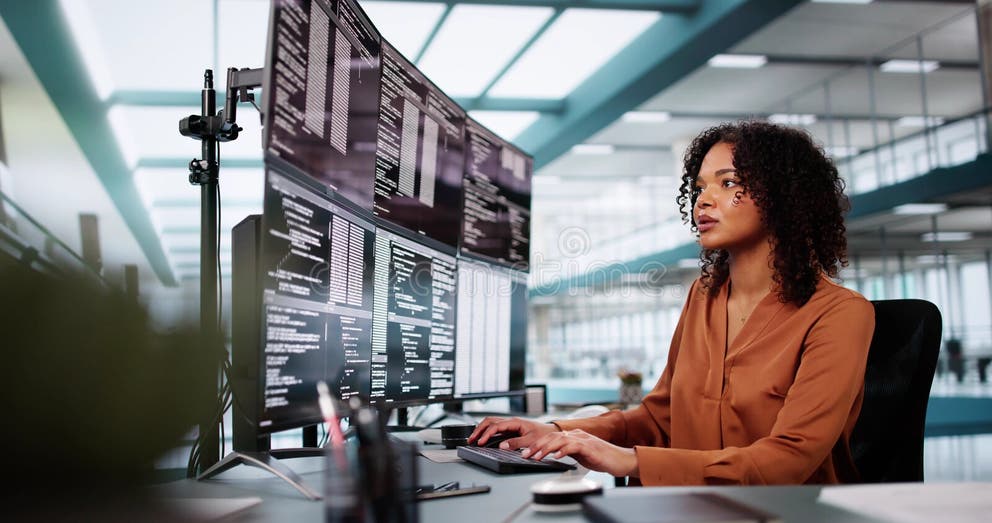 Coder Using Computer at Desk Stock Photo - Image of brazil, develop ...