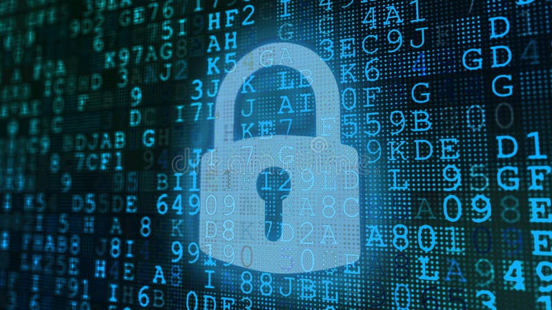 Codes and Lock Display with Blue Signs Stock Illustration ...
