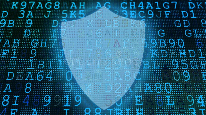 Codes and Shell Screen with Blue Digits Stock Illustration ...