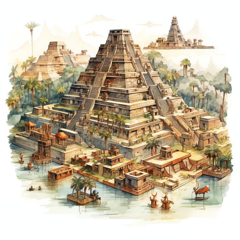 Codex Page with Aztec Pictorial Writing and Illustrations Illustration ...