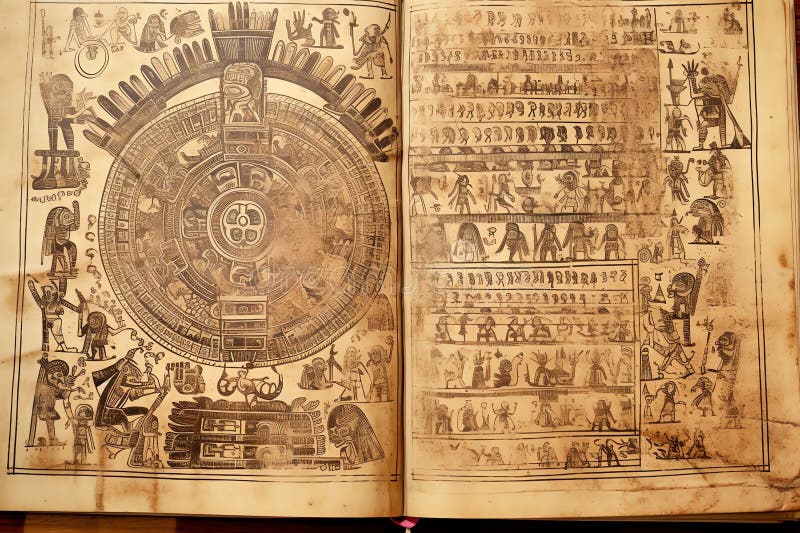 Codex Page with Aztec Pictorial Writing and Illustrations Illustration ...