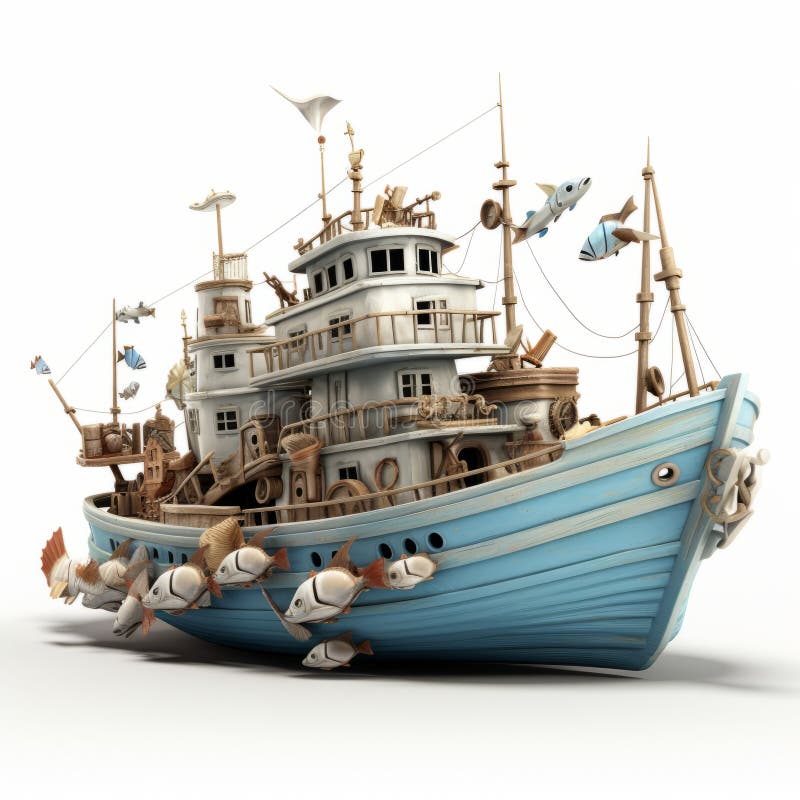 The Codfather: Playful 3d Fish Ship with Photorealistic Technique Stock ...