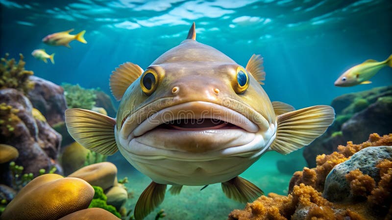 Codfish fish smiles island stock illustration. Illustration of corals ...