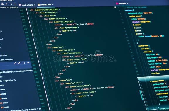 Codice Dello Script Del Computer Linee Di HTML E Di Codice Di Css ...