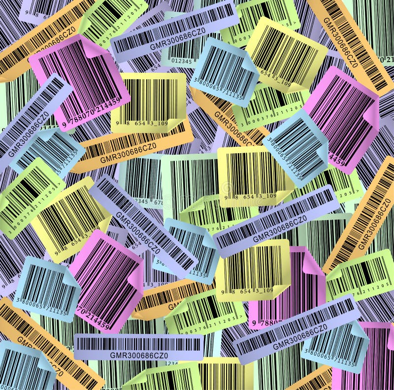 Icone Delle Linee Dei Codici a Barre Biglietto Con Codice QR E ...