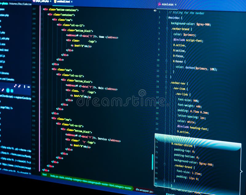 Codificando O HTML E O Css No IDE, Macro Desenvolvimento Da Web Código Fonte Do Software Foto de ...