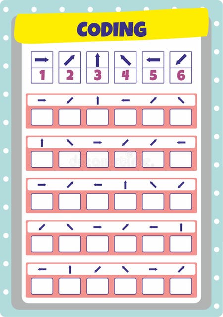 Coding Activity with Arrows for Kids Stock Illustration - Illustration ...
