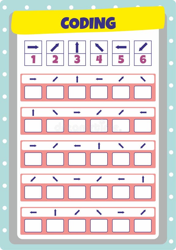 Coding Activity with Arrows for Kids Stock Illustration - Illustration ...
