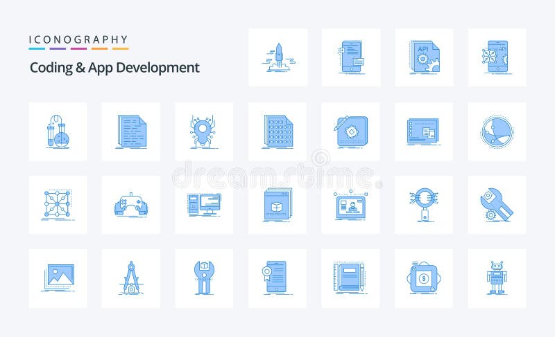 25 Coding and App Development Blue Icon Pack Stock Vector ...