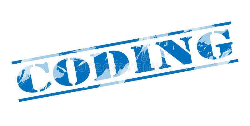 Coding blue stamp stock illustration. Illustration of icon - 97561782