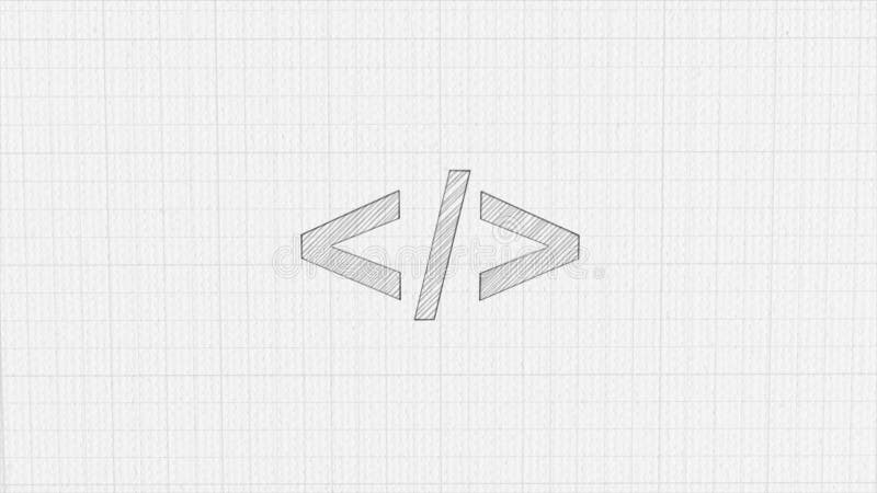 Coding Code Html Icon With Color Drawing Effect Doodle Animation Stock Footage Video Of Code