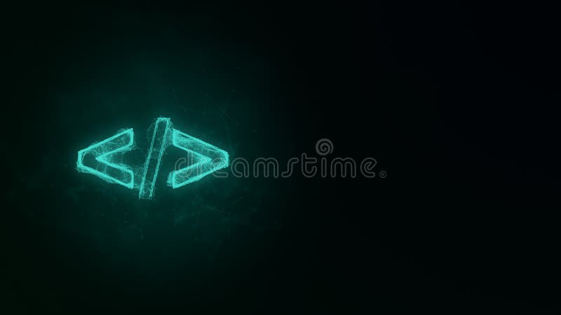Coding Code Html Programming Language Icon With Plexus Effect Connected Lines With Dots